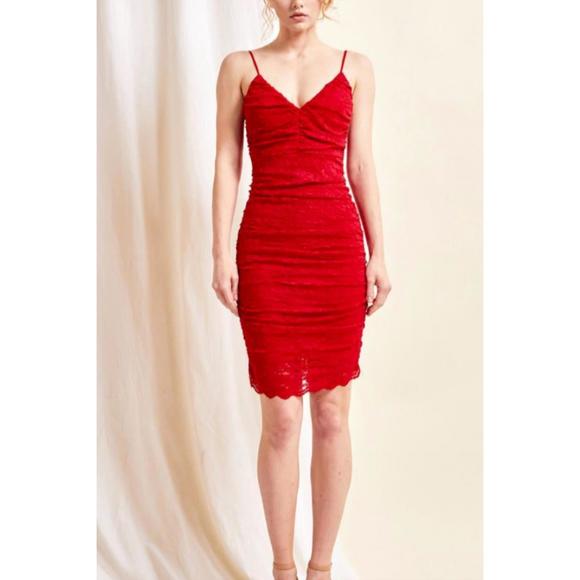 Lena | Dresses | New Lena Red Lace Mini Dress In Red | Poshmark